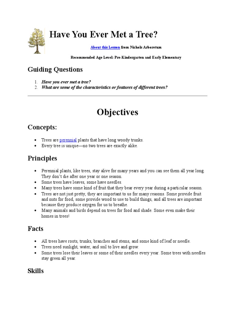 Have You Ever Met A Tree?: Guiding Questions | PDF | Trees | Pine