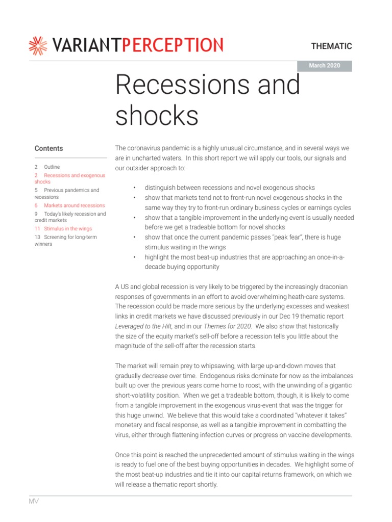 Variant Perception - Recessions and Shocks | PDF | Recession | Business Cycle