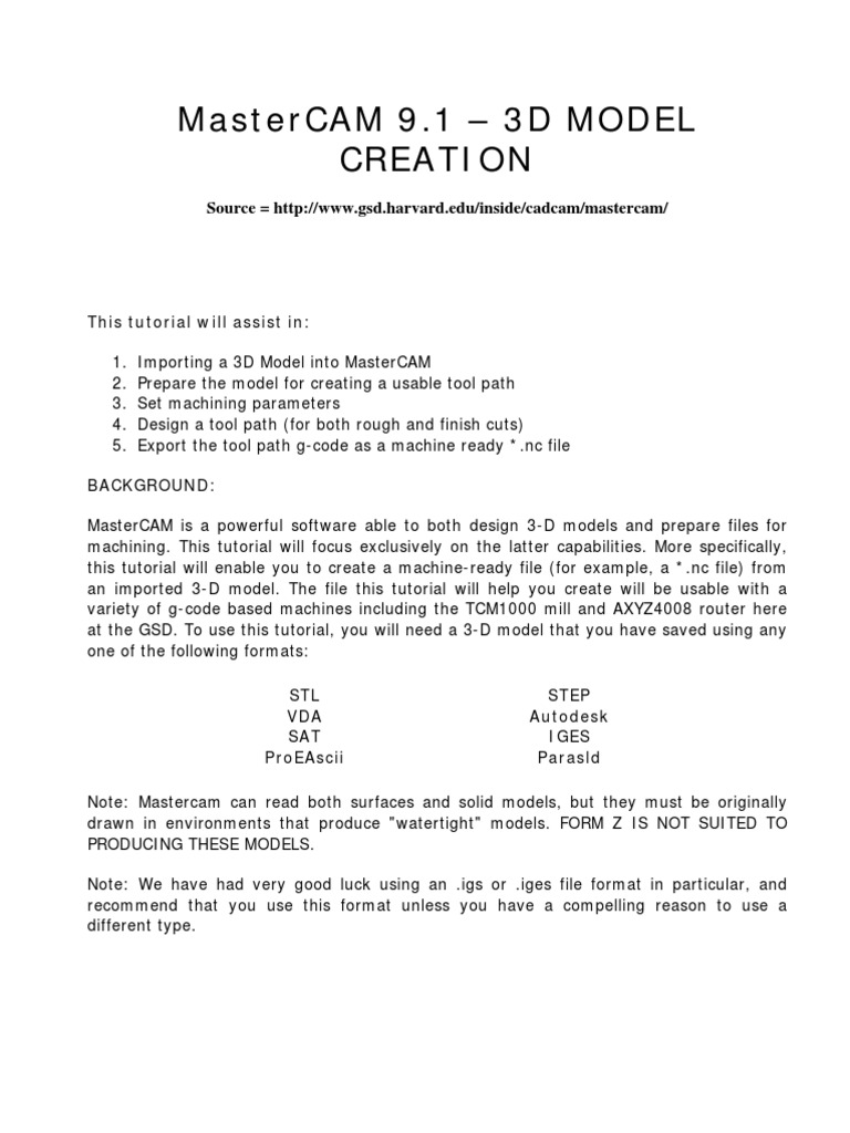 Importing 3d Model Into Mastercam | Download Free PDF | Computing ...