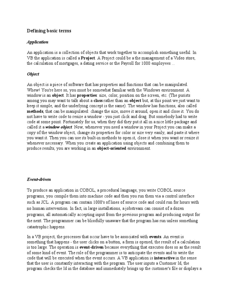 Introducing the basics of Visual Basic applications through the example ...