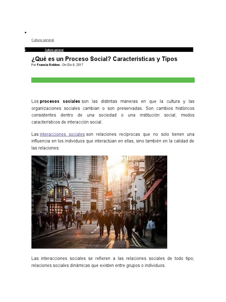 Características y Ejemplos de Procesos Sociales | PDF | Cooperación ...