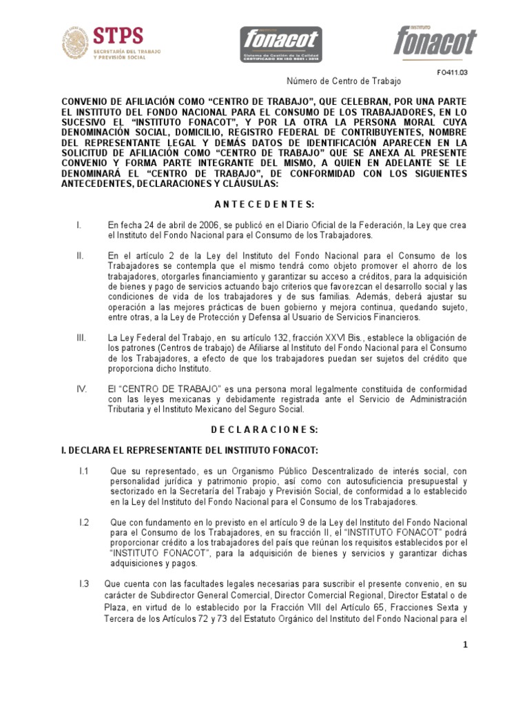 Convenio CT Persona Moral 2019 | PDF | Sociedad de responsabilidad limitada | México