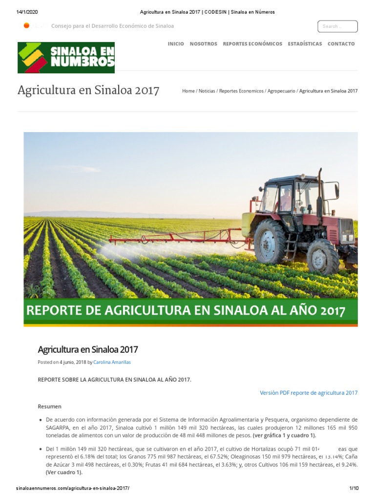 Agricultura en Sinaloa 2017 - CODESIN - Sinaloa en Números | PDF ...
