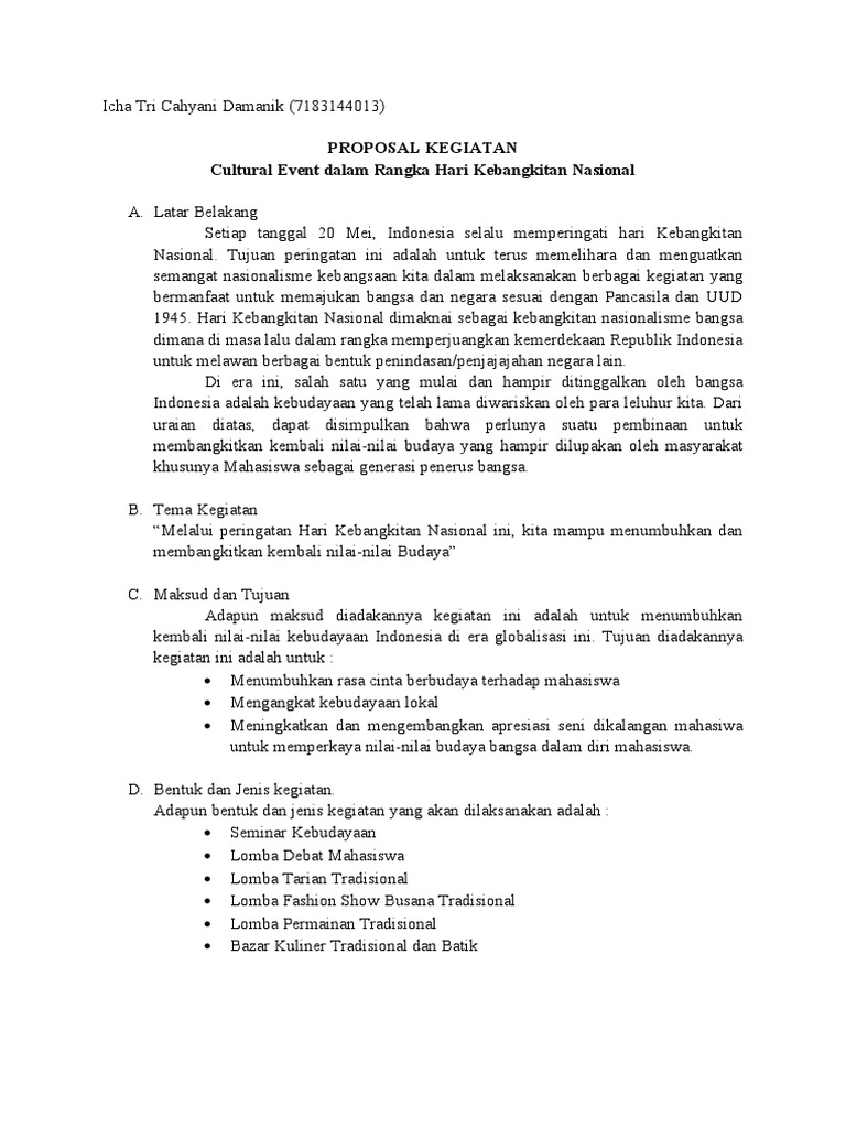 Proposal Cultural Event Icha | PDF