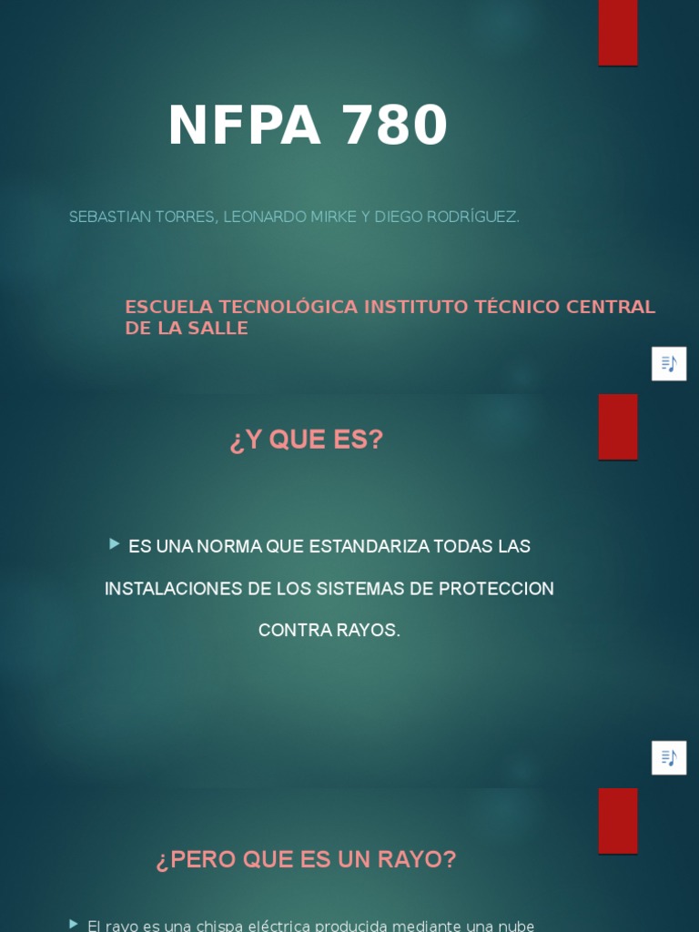 Protección Contra Rayos: NFPA 780 | PDF | Relámpago | Cantidades fisicas
