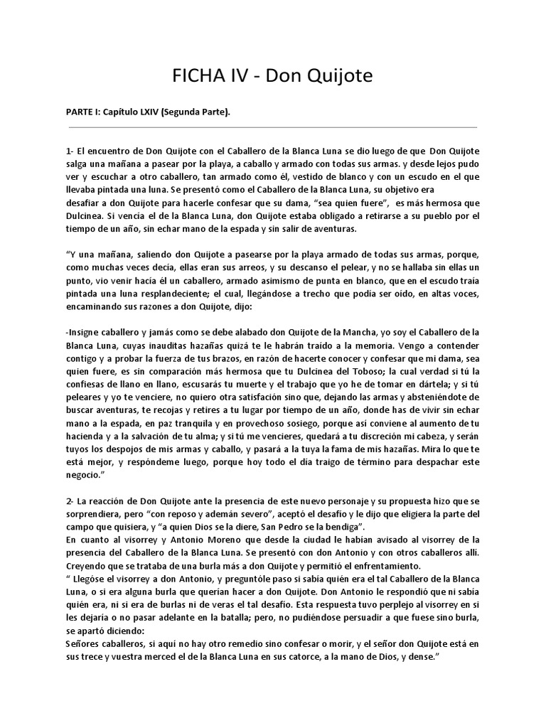 Don Quijote y el Caballero de la Luna | PDF | Don Quijote | Miguel De ...