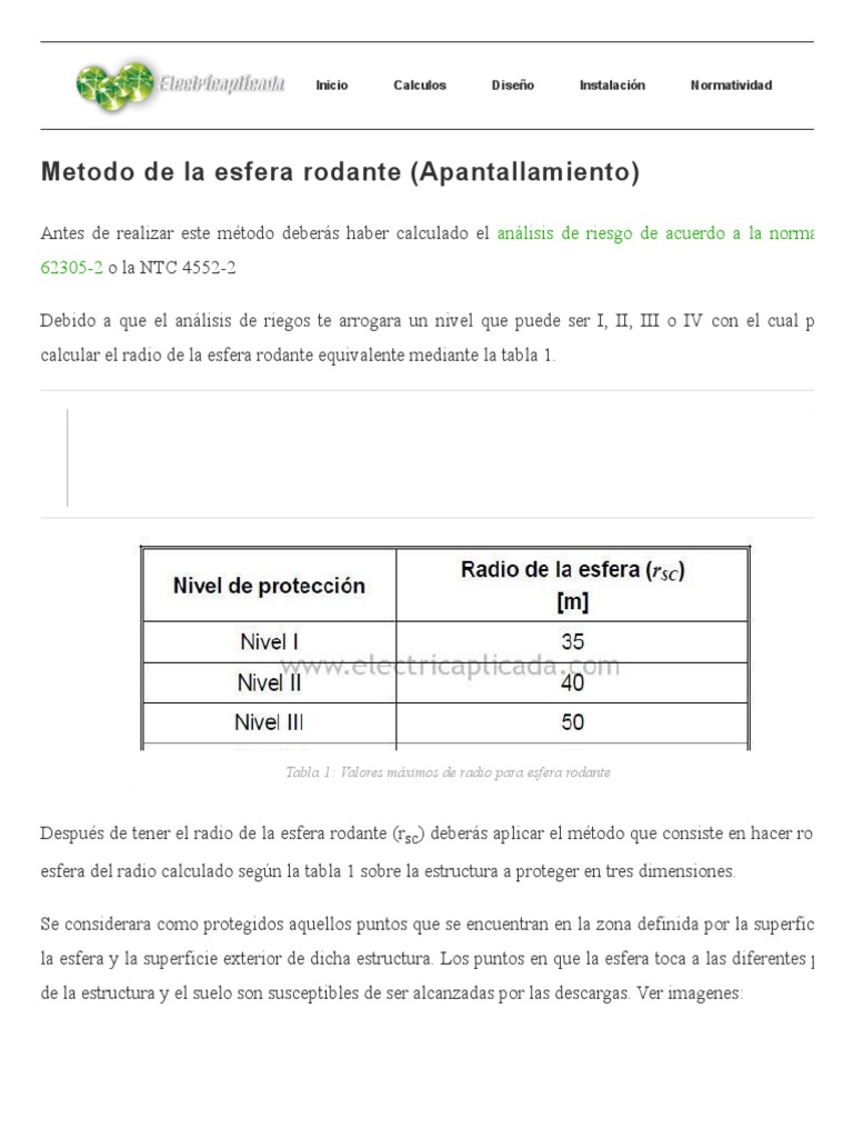 Método De La Esfera Rodante Apantallamiento Pdf Esfera Naturaleza