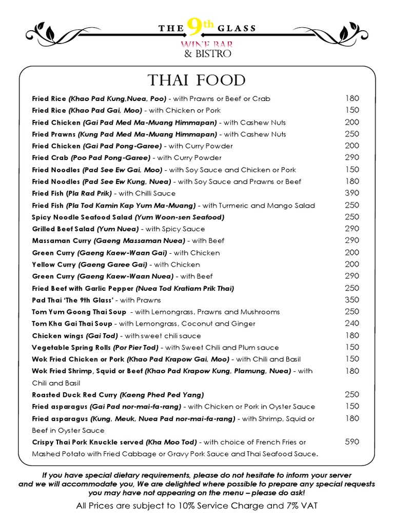 Menu Thai Food Restaurant PDF | PDF | Thai Cuisine | Curry