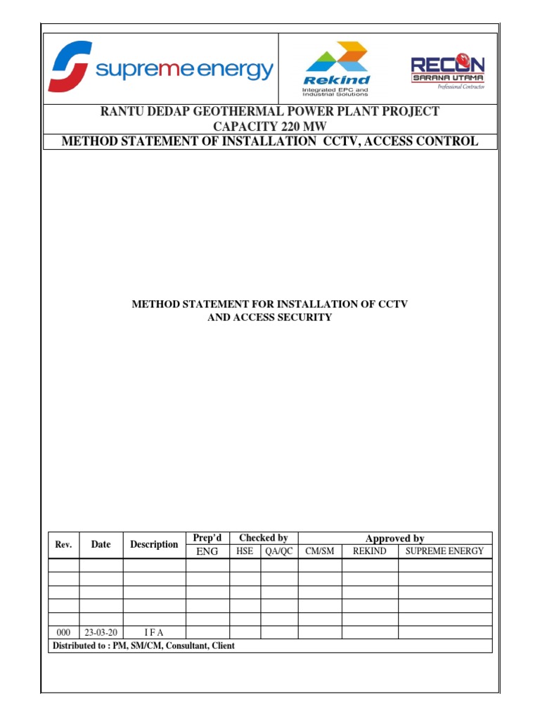 Method Statement of Installation CCTV & Access Security C-W Pole | PDF ... Method Statement of Installation CCTV & Access Security C-W Pole | PDF ...