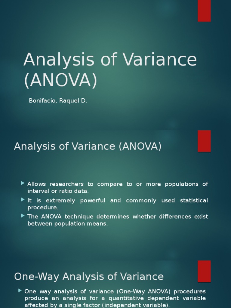 Analysis of Variance (ANOVA) | PDF | Analysis Of Variance | Student's T ...