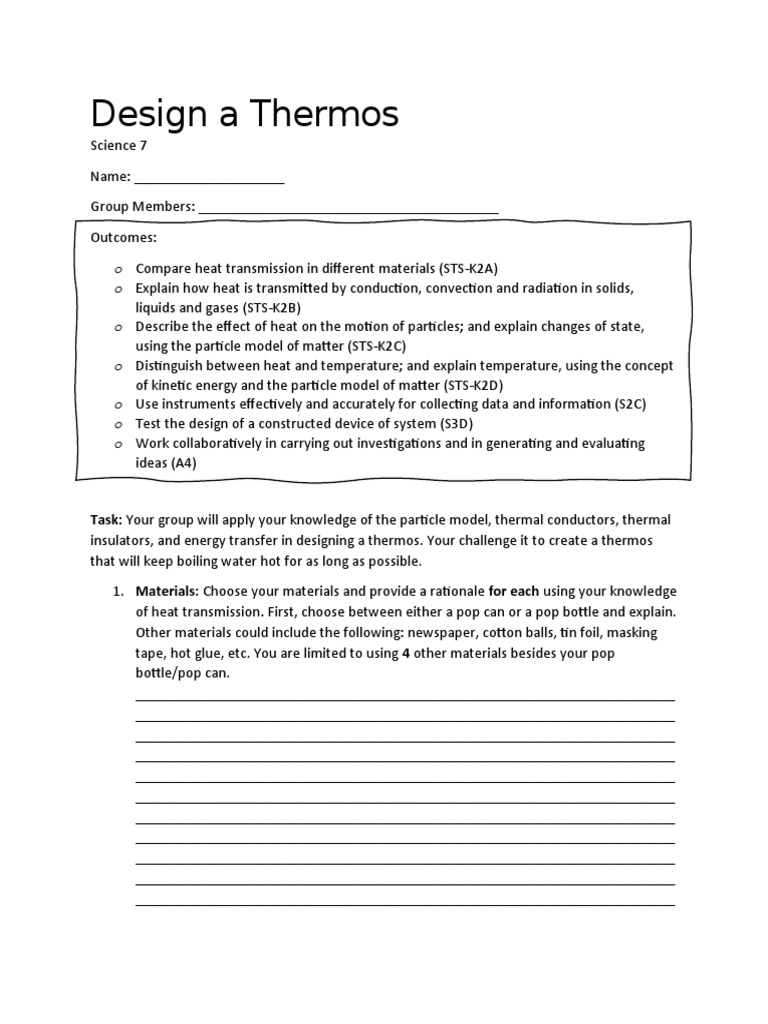Design A Thermos | Download Free PDF | Heat Transfer | Heat