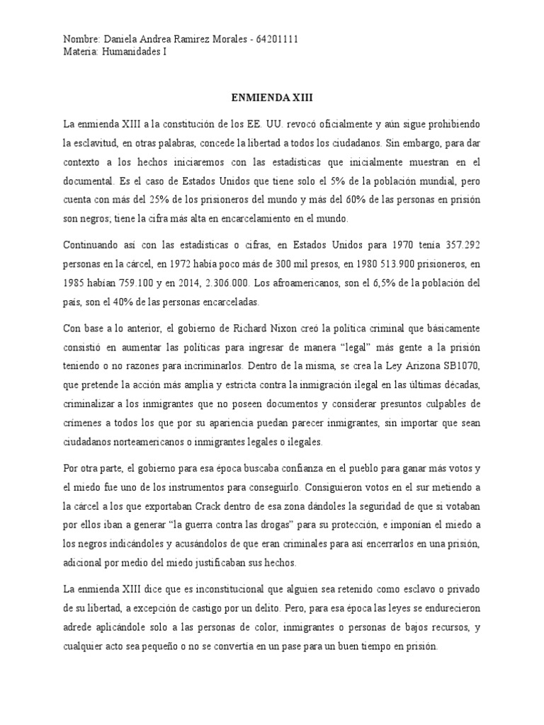 Impacto de la Enmienda XIII en EE. UU. | PDF | Prisión | Inmigración