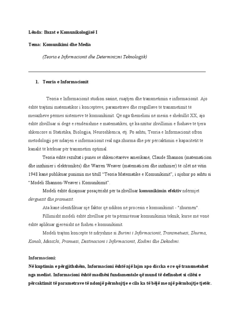 Ligjerata 9, Komunikimi Dhe Media | PDF