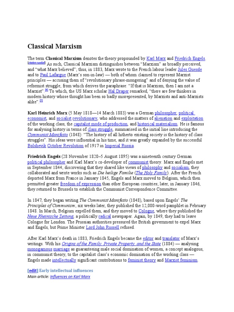 An Overview of Classical Marxism: Exploring the Theories and Concepts ...