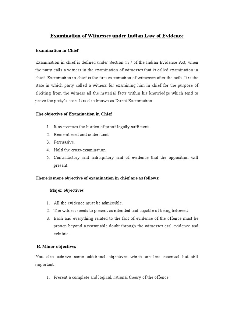 Witness Examination in Indian Law | PDF | Witness | Cross Examination