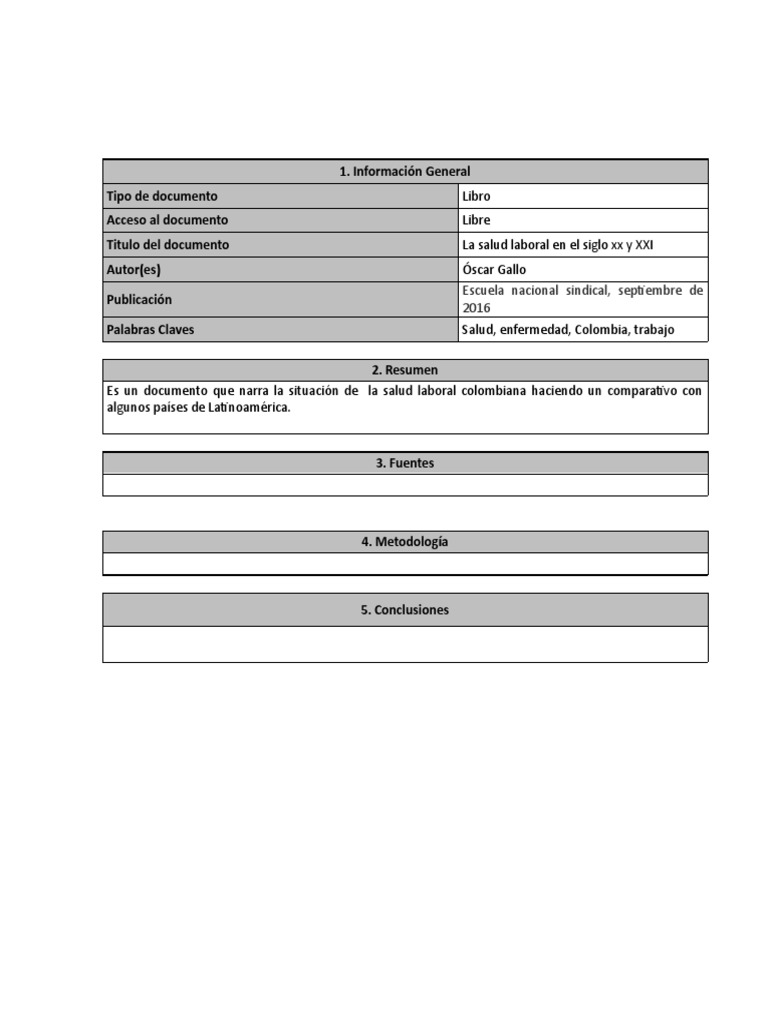 Fichas RAE (Resumen Analitico Especializado) | PDF | Seguridad y salud ...