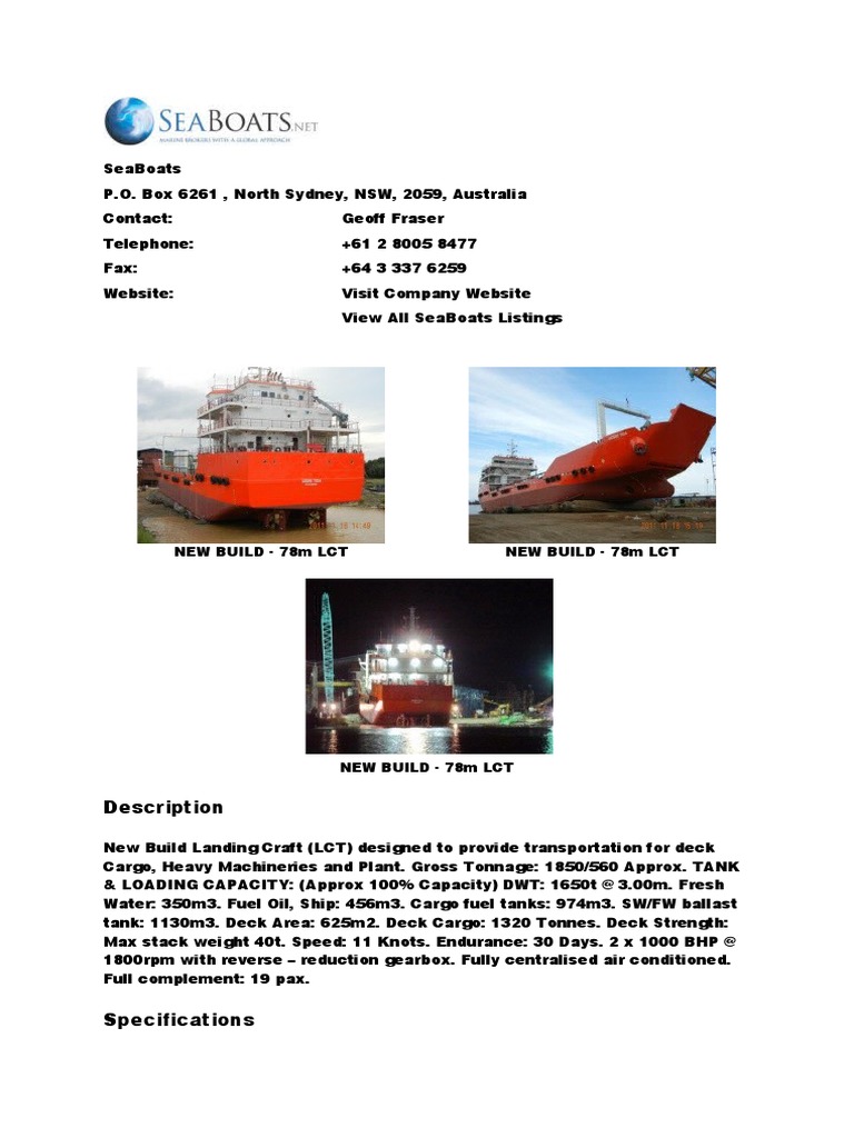 SeaBoats LCT | PDF | Ships | Water Transport