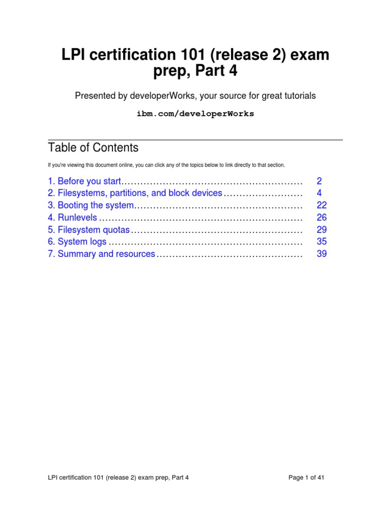LPI Certification 101 (Release 2) Exam Prep, Part 4 | PDF | File System ... LPI Certification 101 (Release 2) Exam Prep, Part 4 | PDF | File System ...