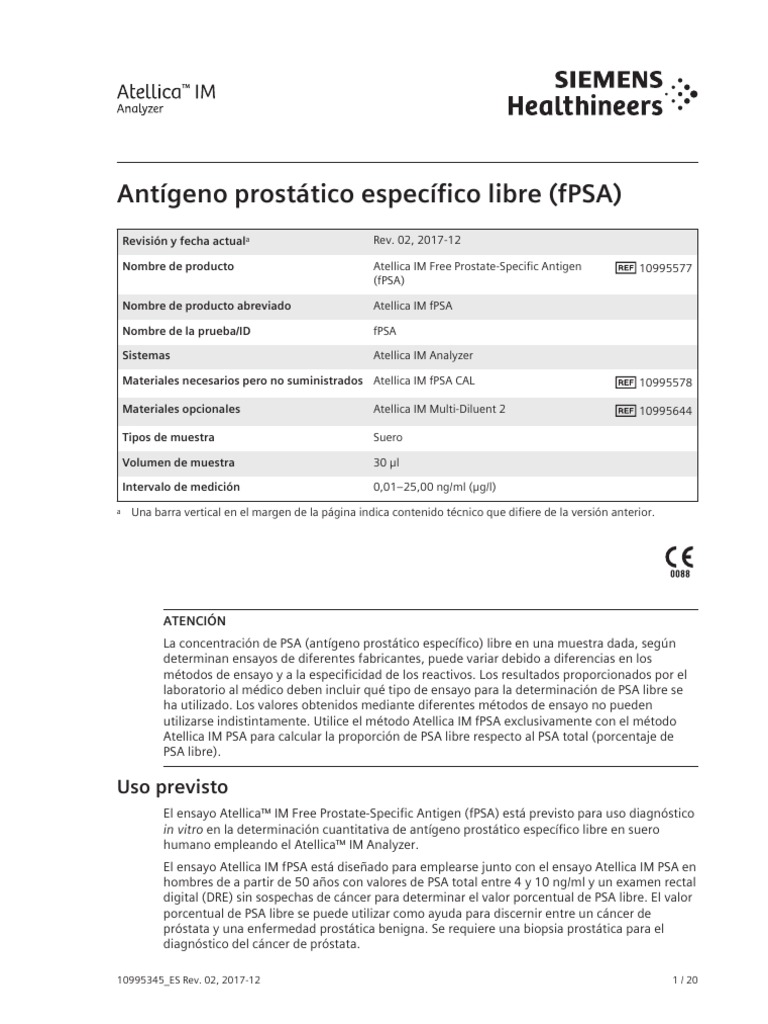 Free Prostate Specific Antigen OUS - Atellica IM - Rev 02 DXDCM ...