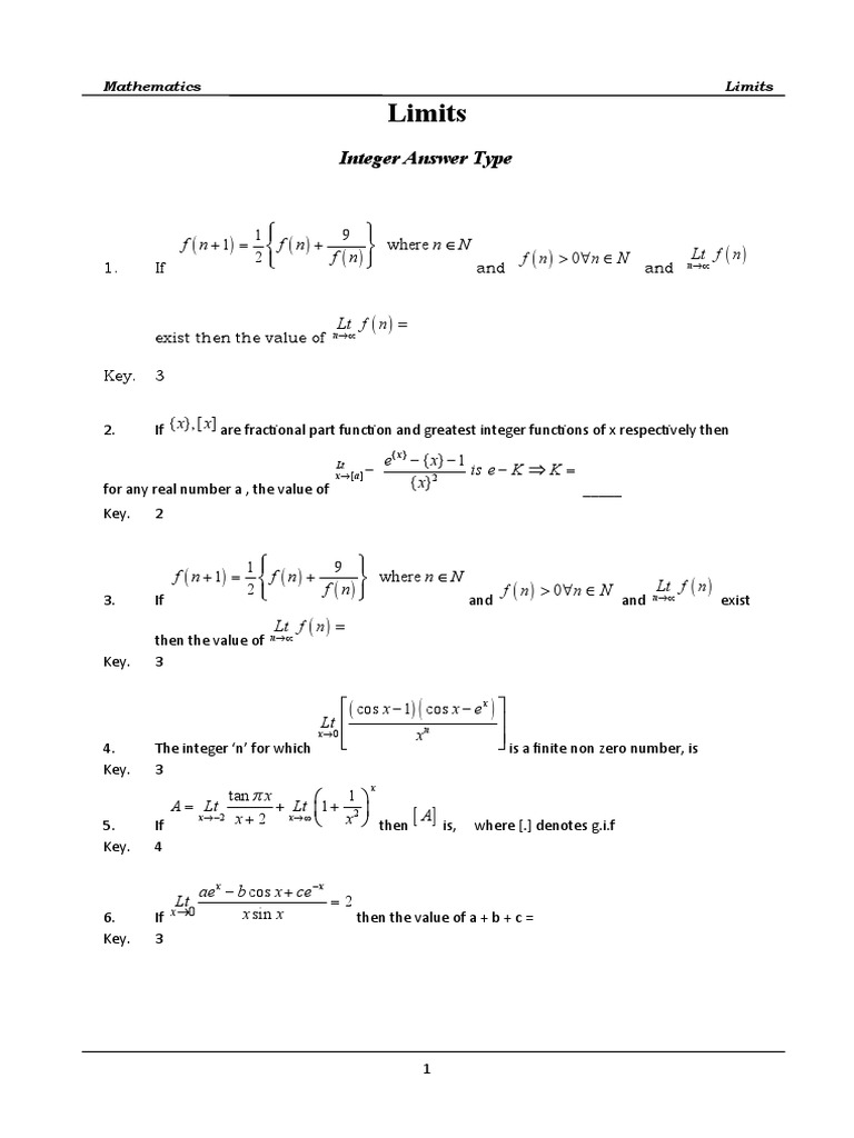 Integer Answer Type-Questions Only | PDF | Numbers | Integer