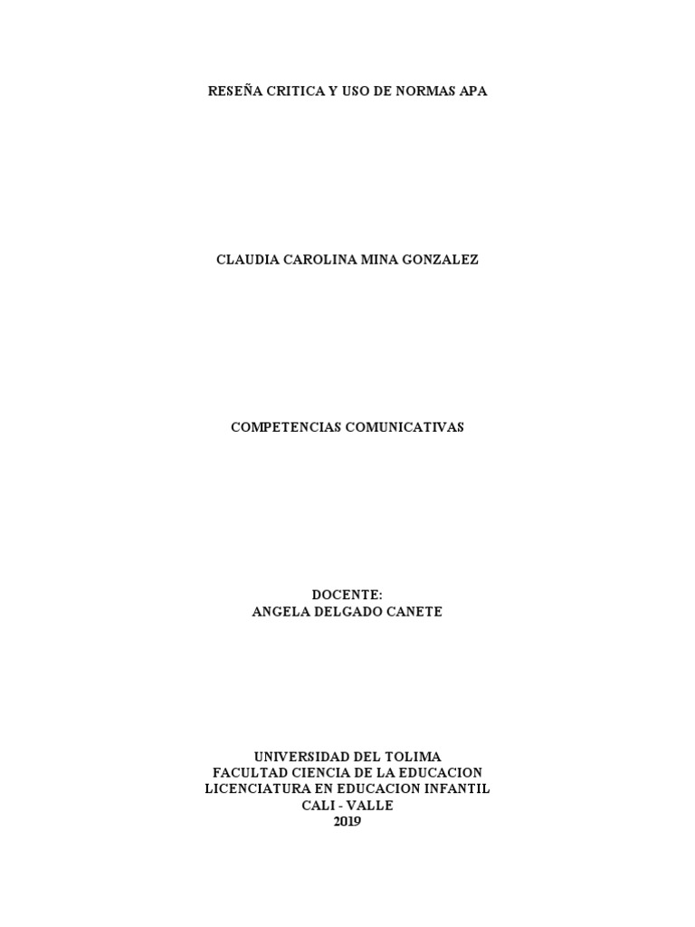 Reseña Critica y Uso de Normas Apa | PDF | Estilo apa