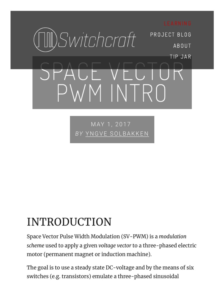 Space Vector PWM Intro - Switchcraft | PDF | Power Inverter | Phase (Waves)