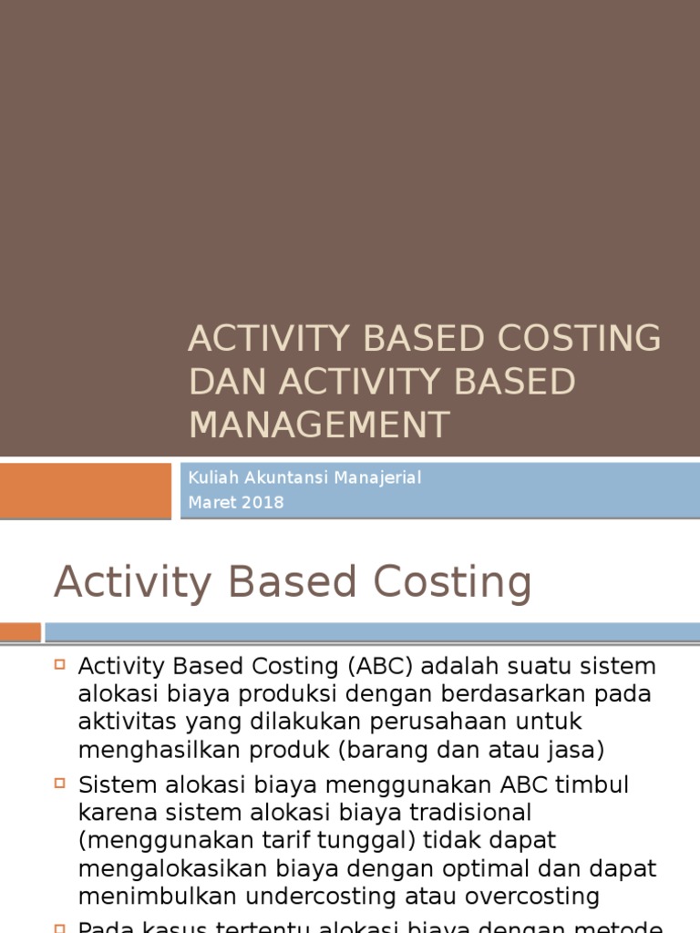 Activity Based Costing Dan Activity Based Management | PDF