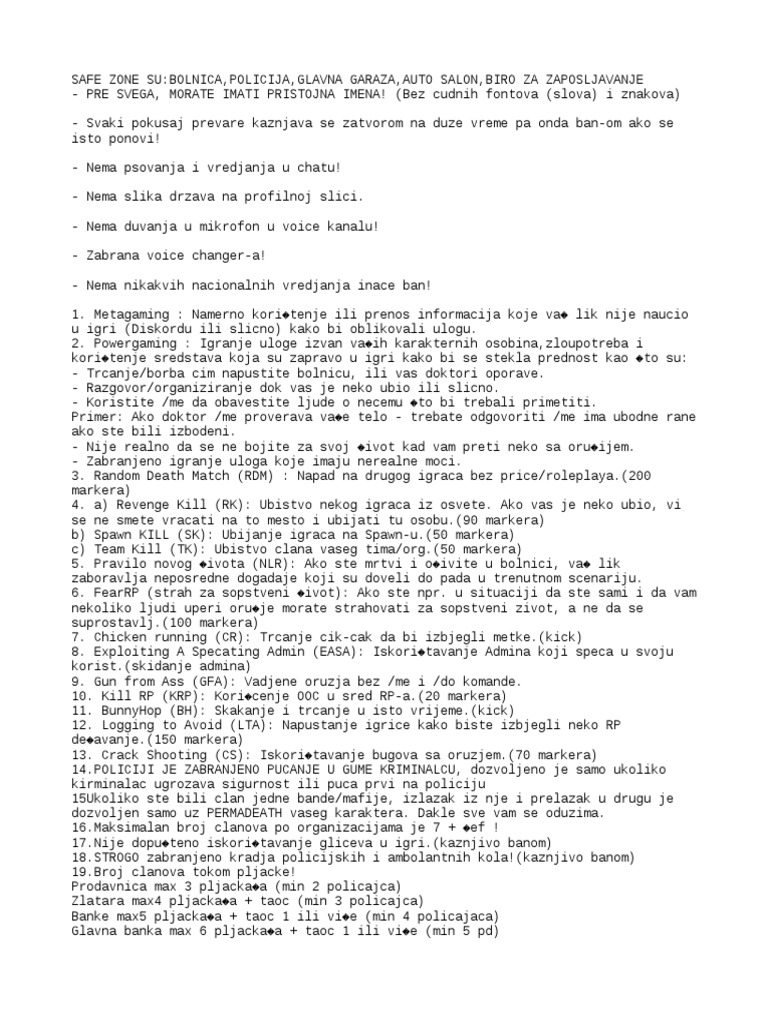 RP Pravila - Balkanska Braca Official | PDF