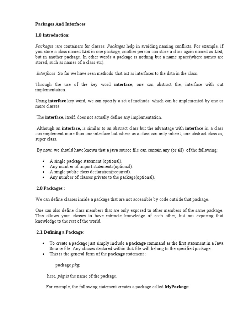Packages and Interfaces | PDF | Interface (Computing) | Class (Computer Programming)