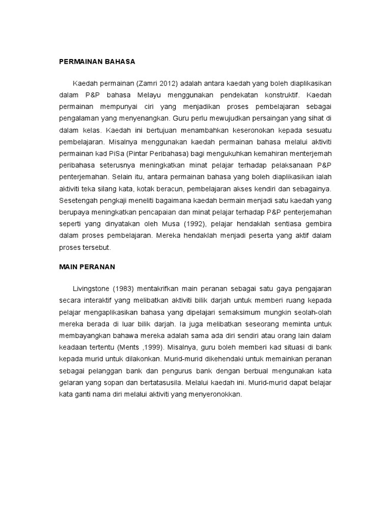 Permainan Bahasa Dan Main Peranan | PDF