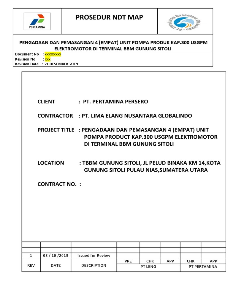Prosedur NDT MAP GUNUNG SITOLI | PDF | Teknologi & Rekayasa