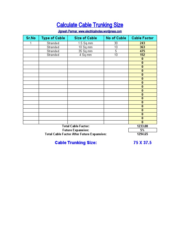 Calculate Cable Trunking Size (1.1.19) | PDF | Manufactured Goods ...