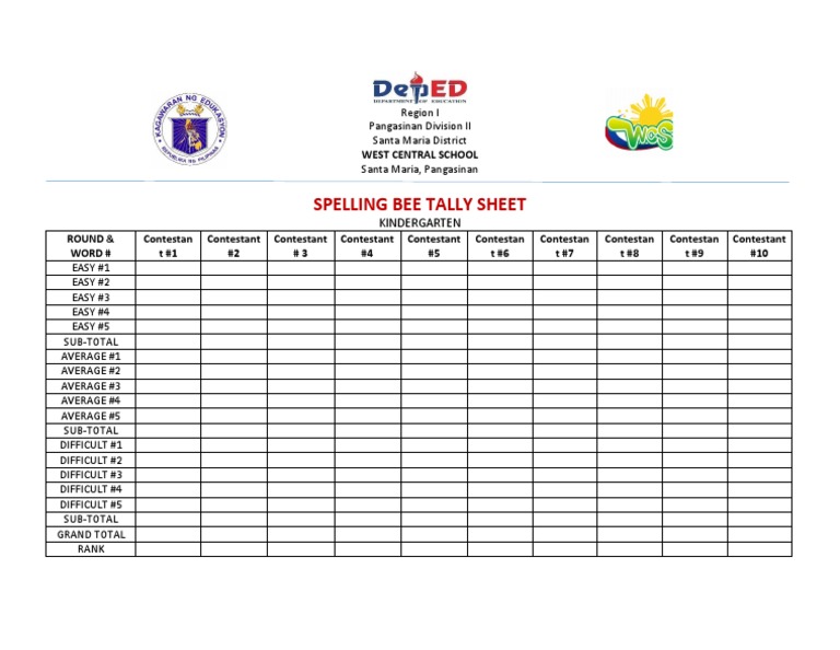 Tally Sheet Spelling | PDF