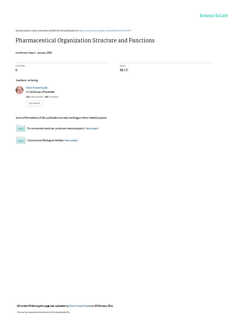 Pharmaceutical Organisation Sructure and Functions PDF | PDF ...