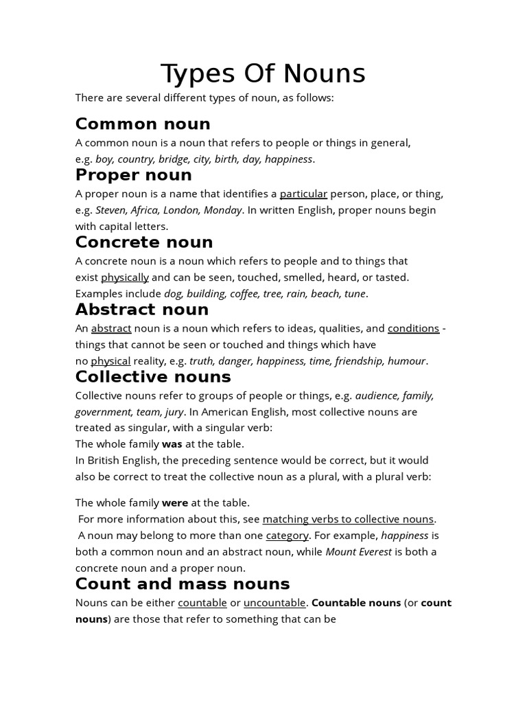 Types of Nouns | PDF