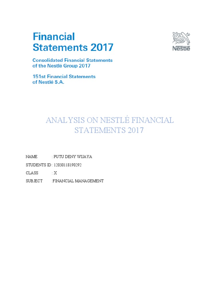 Analysis On Nestlé Financial Statements 2017 | PDF | Working Capital ...