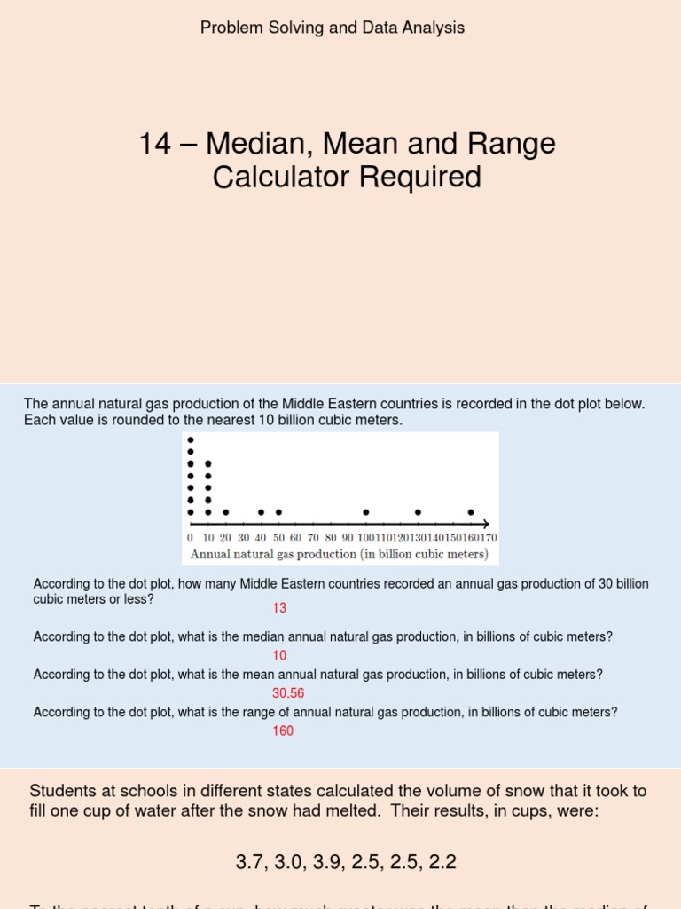 14C - PowerPoint - Median Mean and Range | PDF | Median | Mean