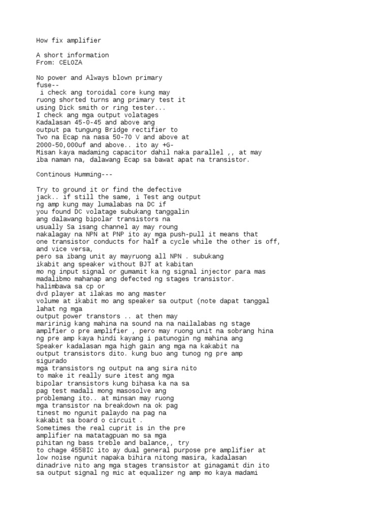 Amplifier Repair | PDF