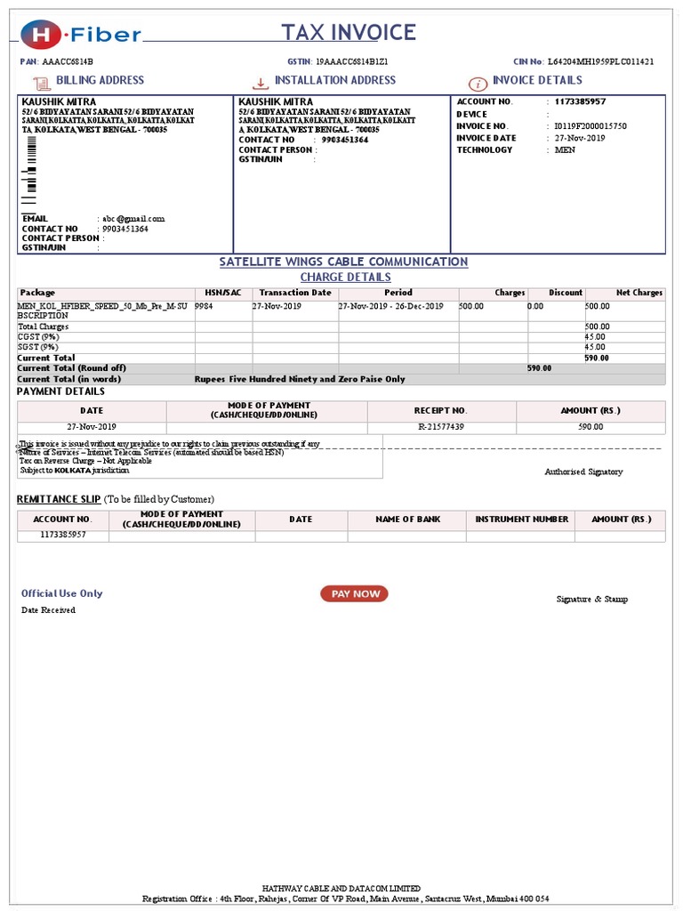 Invoice 1173385957 I0119F2000029537 | PDF | Invoice | Cheque