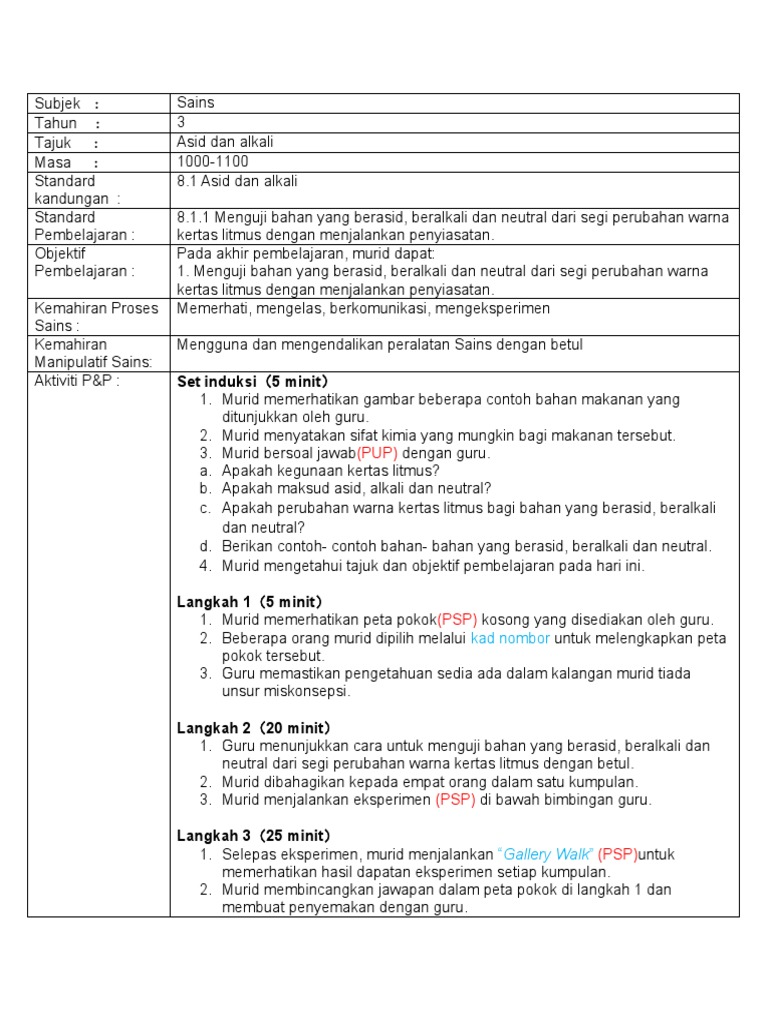 RPH Asid Dan Alkali Kursus PBD | PDF