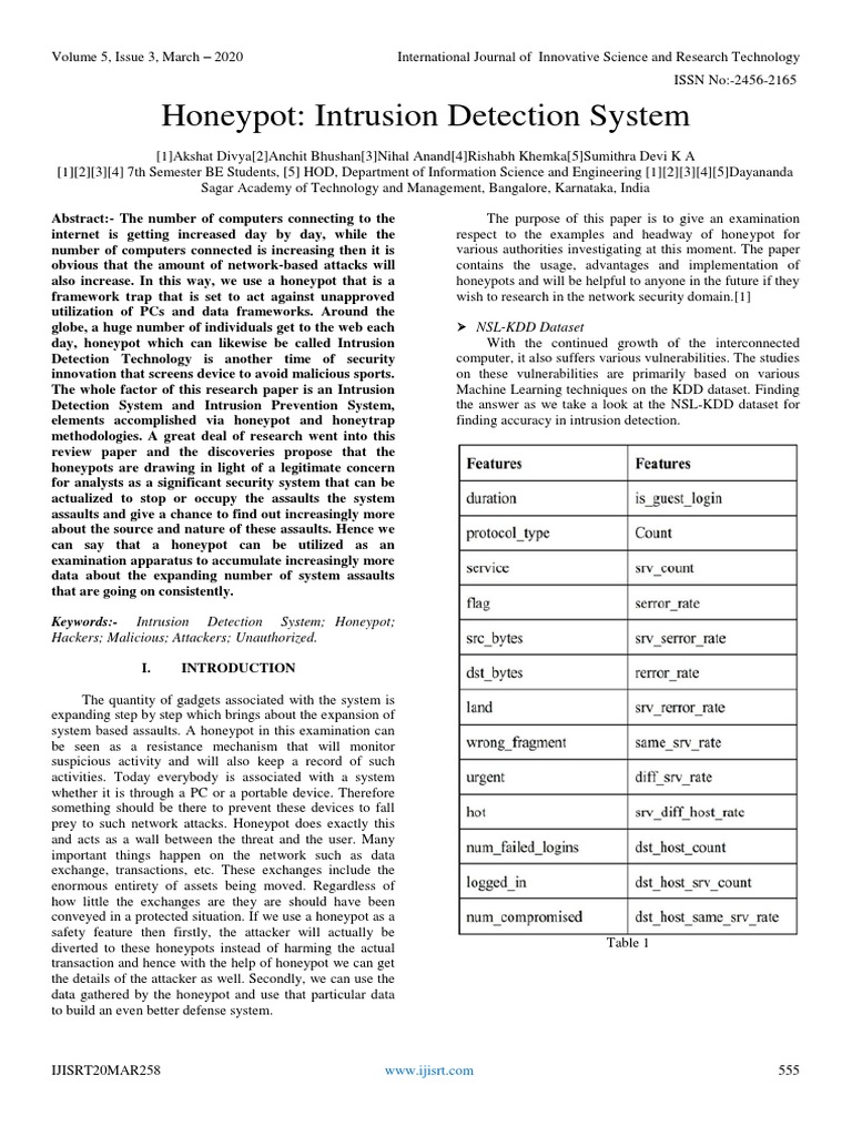 Honeypot: Intrusion Detection System | PDF | Cluster Analysis | Applied ...