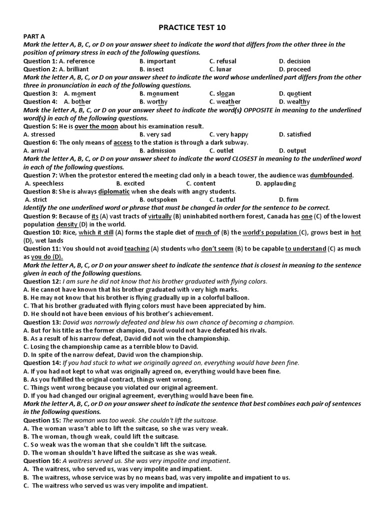 Practice Test 10 PDF | PDF | Water Pollution | Water
