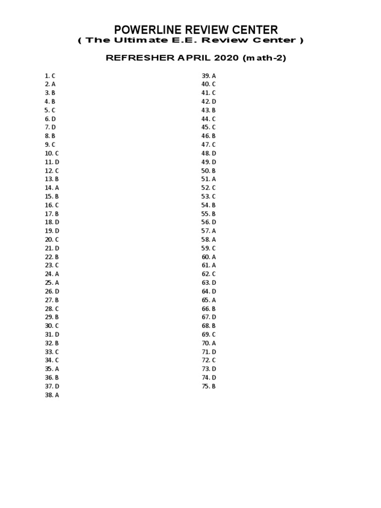 Math 2 Answer Key - April 2020 | PDF | Teaching Methods & Materials ...