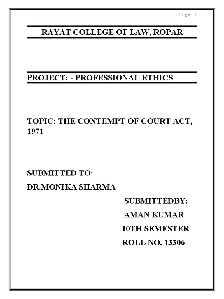 Contempt of Court | PDF | Contempt Of Court | Supreme Court Of India