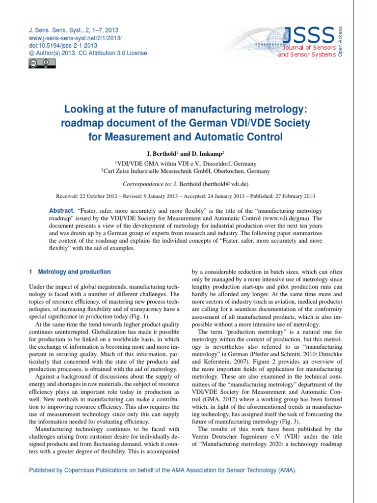 Looking at The Future of Manufacturing Metrology R PDF | PDF ...