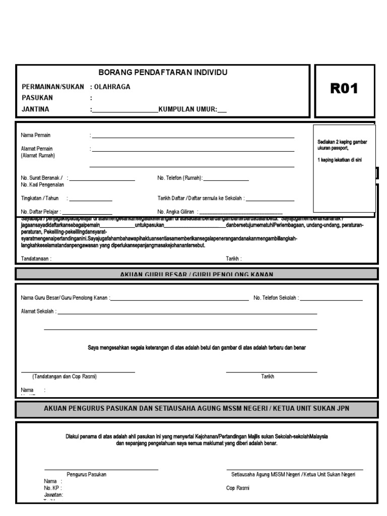 Borang R01 ZON | PDF