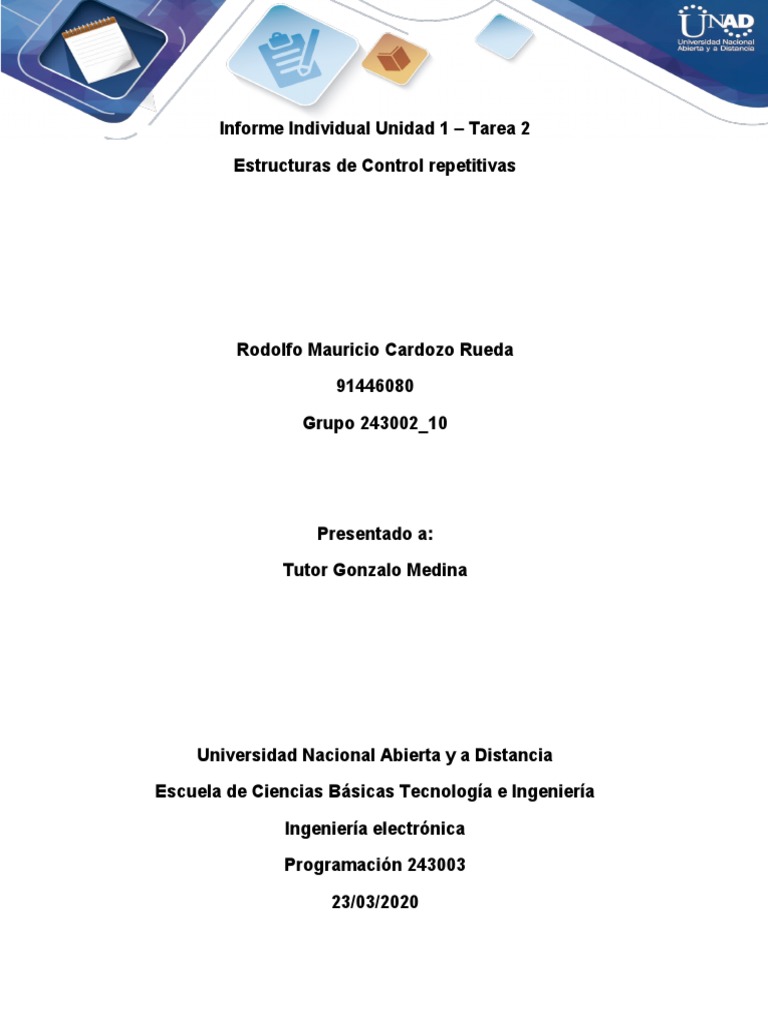 Informe Individual Unidad 1 - Tarea 2 | PDF | Programa de computadora | Programación
