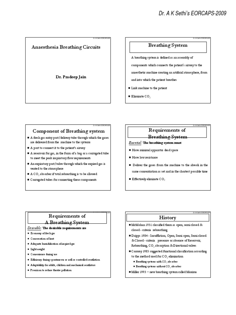 Classification of Anesthesia Breathing Circuits | PDF | Breathing ...