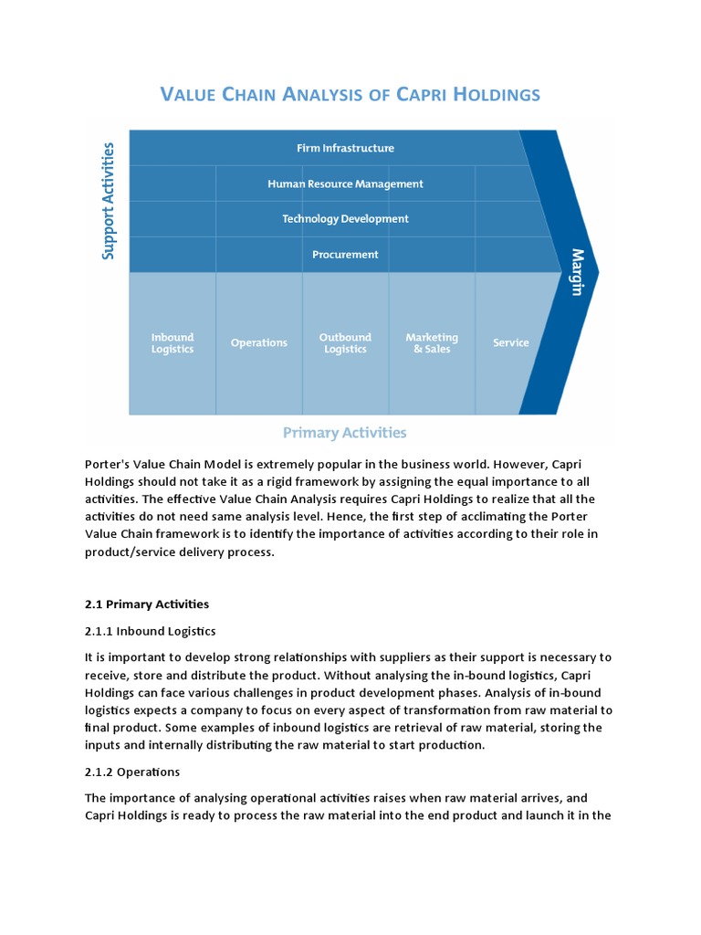 Value Chain Analysis of Capri Holdings - New | PDF | Value Chain | Sales