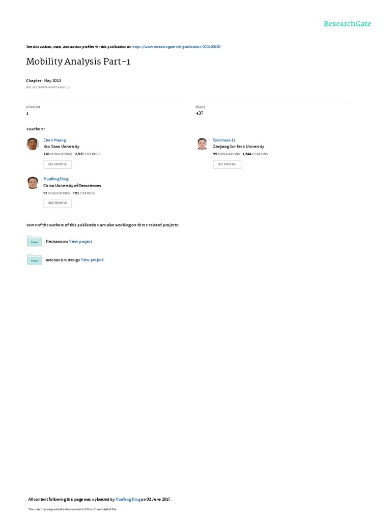MobilityAnalysisPart 1 | PDF | Kinematics | Rotation